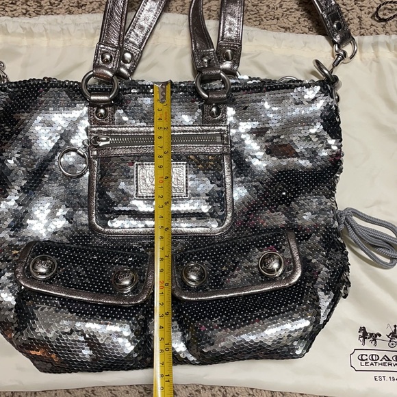 Coach | Bags | Authentic Coach Spotlight Silver Sequin Purse | Poshmark